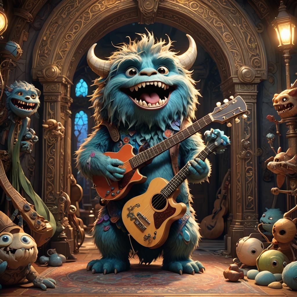 An adorable fuzzy Monster happy singing - AI Generated Artwork ...