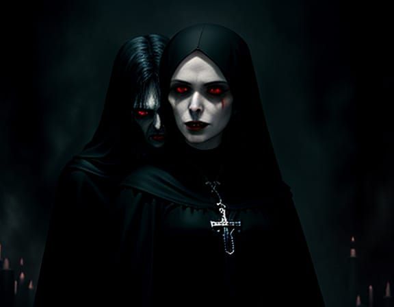 Gothic Female Vampire in Dark Fantasy Scene - AI Art
