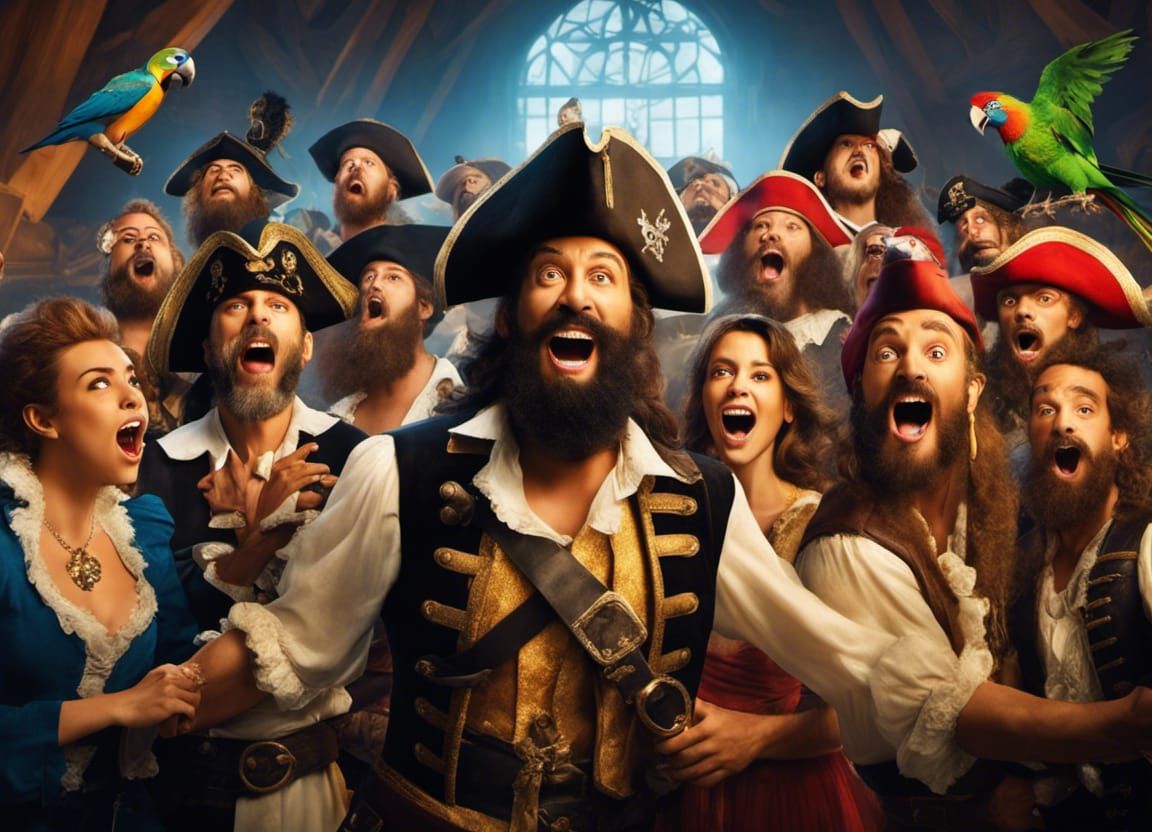 Pirate crew singing inspirationally in church choir - AI Generated ...