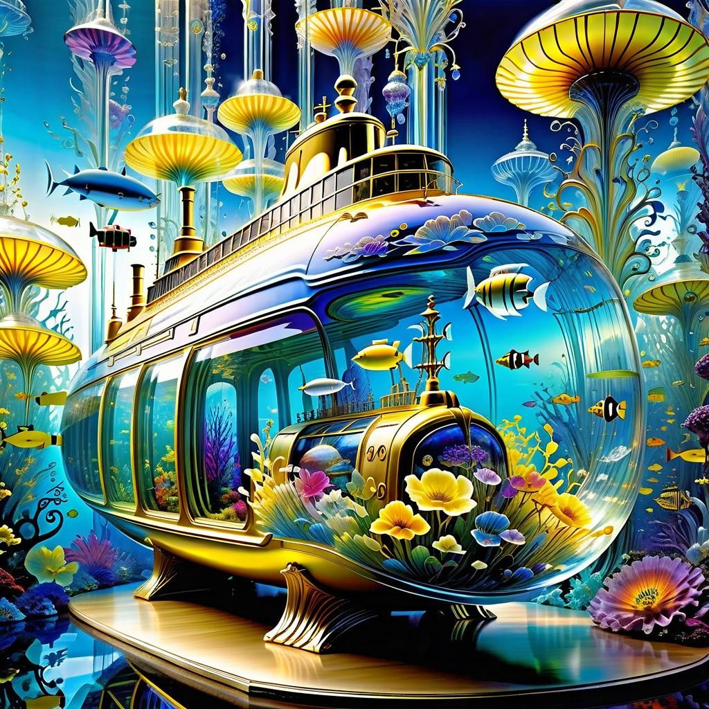 Yellow Magical Mystery Submarine - AI Generated Artwork - NightCafe Creator