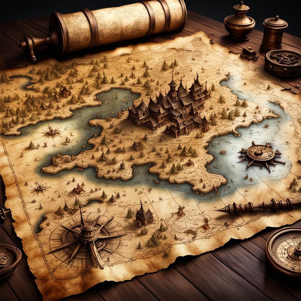 Ancient Treasure Map - AI Generated Artwork - NightCafe Creator