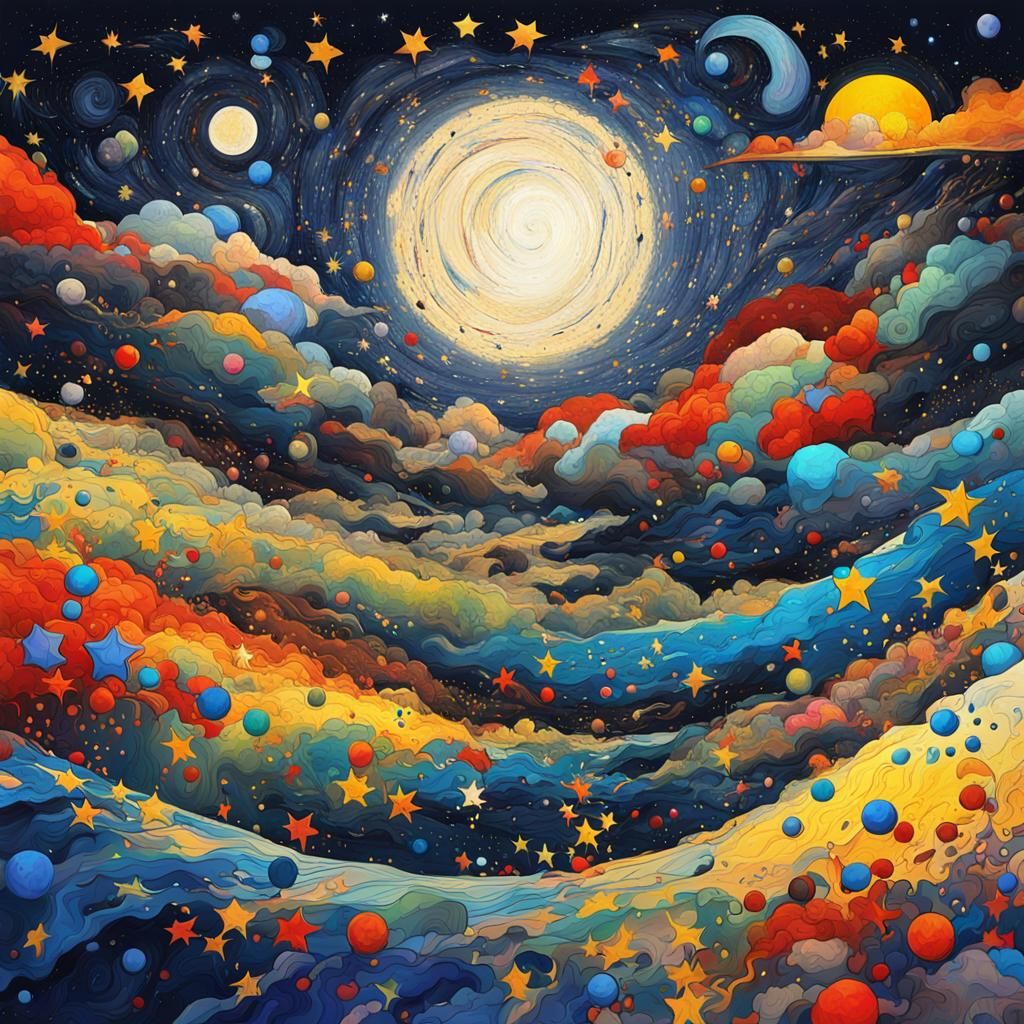 Moon and Colorful Clouds - AI Generated Artwork - NightCafe Creator