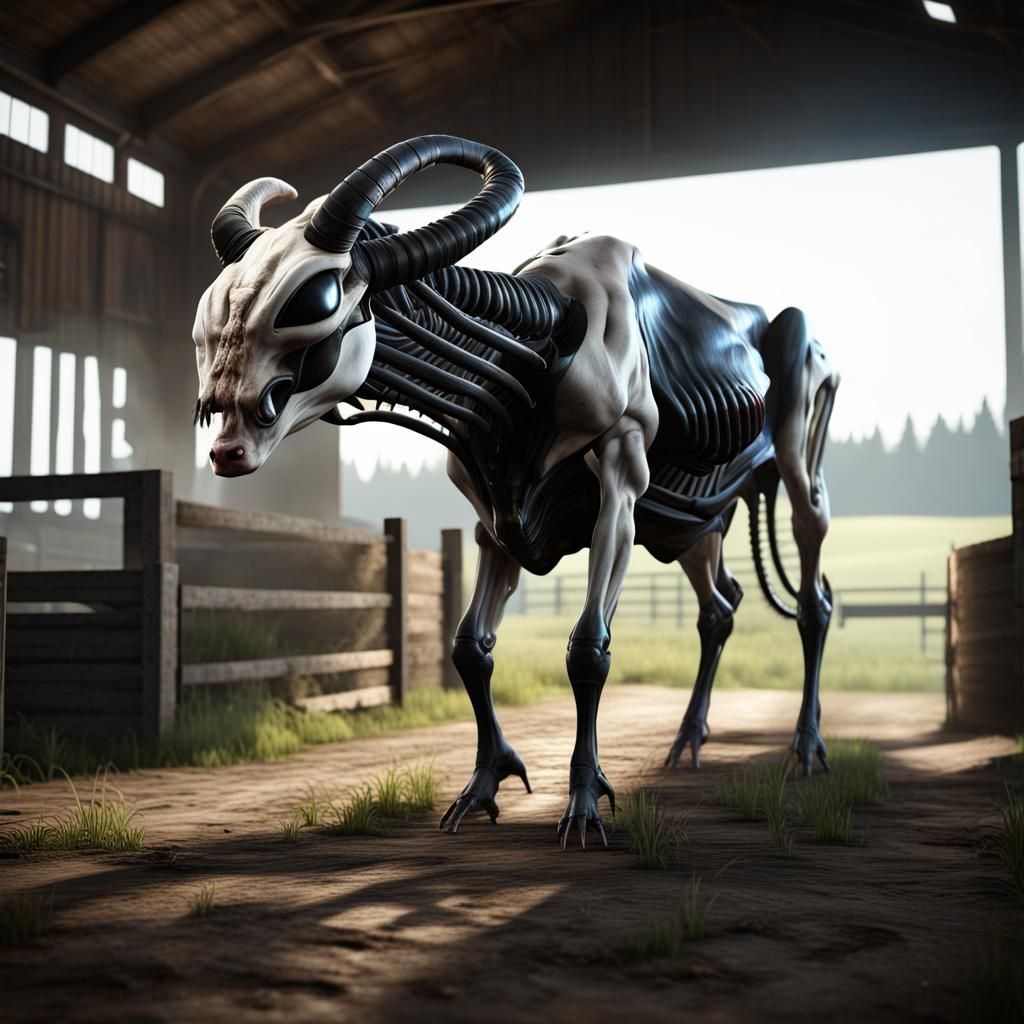 Alien Xenomorph Cow Hybrid - AI Generated Artwork - NightCafe Creator