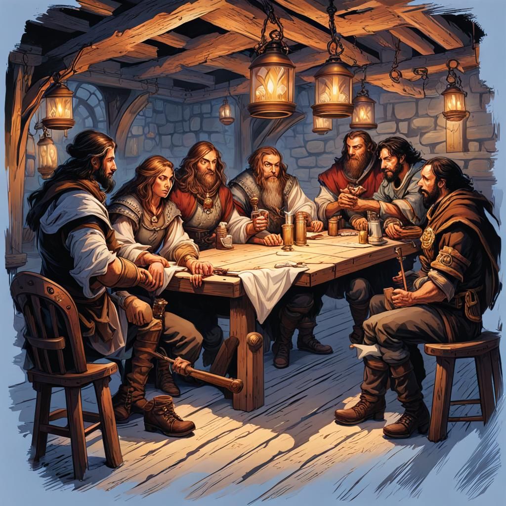 friends in a tavern - AI Generated Artwork - NightCafe Creator