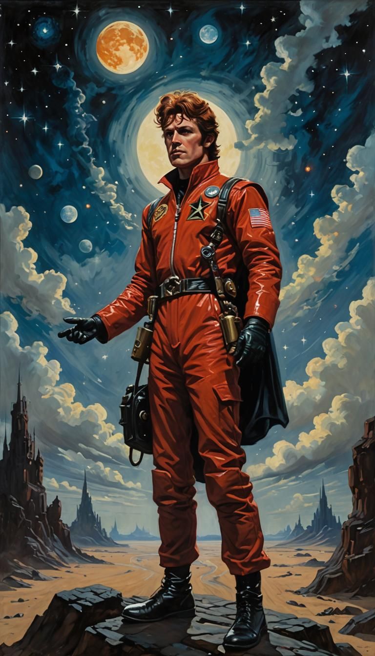 There's a starman waiting in the sky He'd like to come and meet us But ...