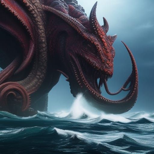 photo of a behemoth cthulhu in the ocean:: Cthulhu:: sea:: behemoth ...