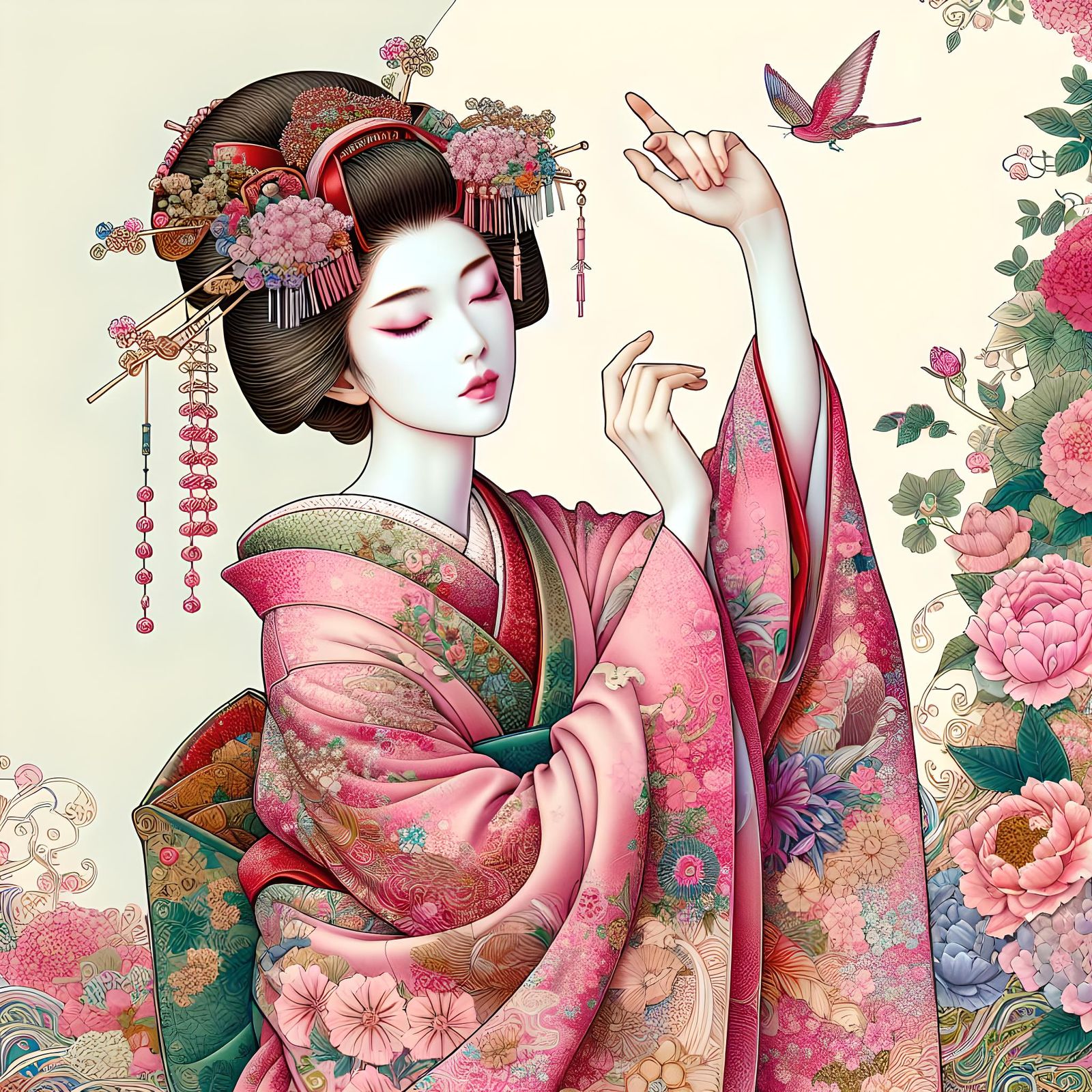 Charming Geisha - AI Generated Artwork - NightCafe Creator