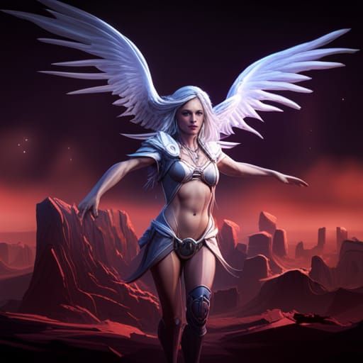 Cyberangel with Wings in Air - AI Generated Artwork - NightCafe Creator