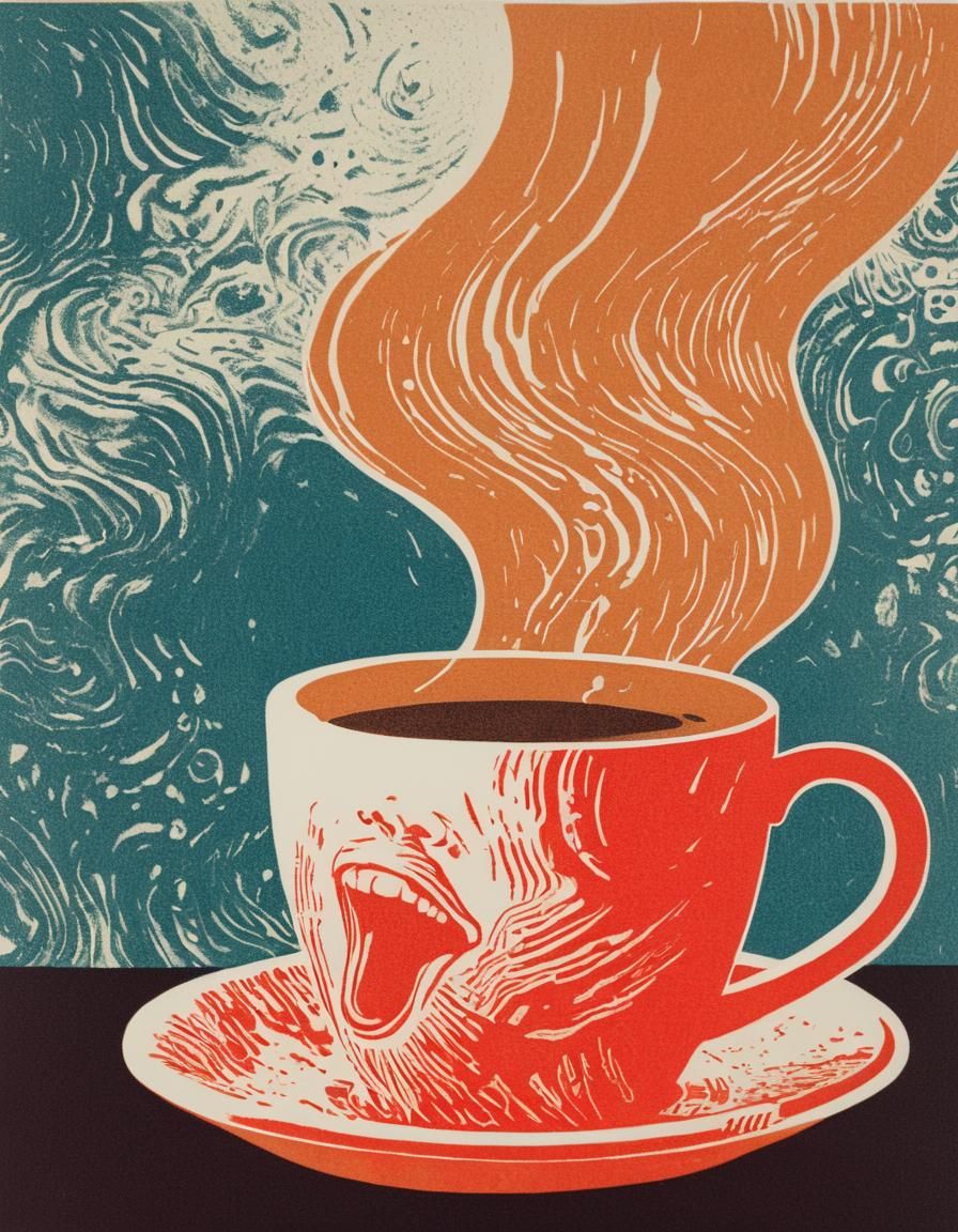 Yawning Coffee cup - AI Generated Artwork - NightCafe Creator