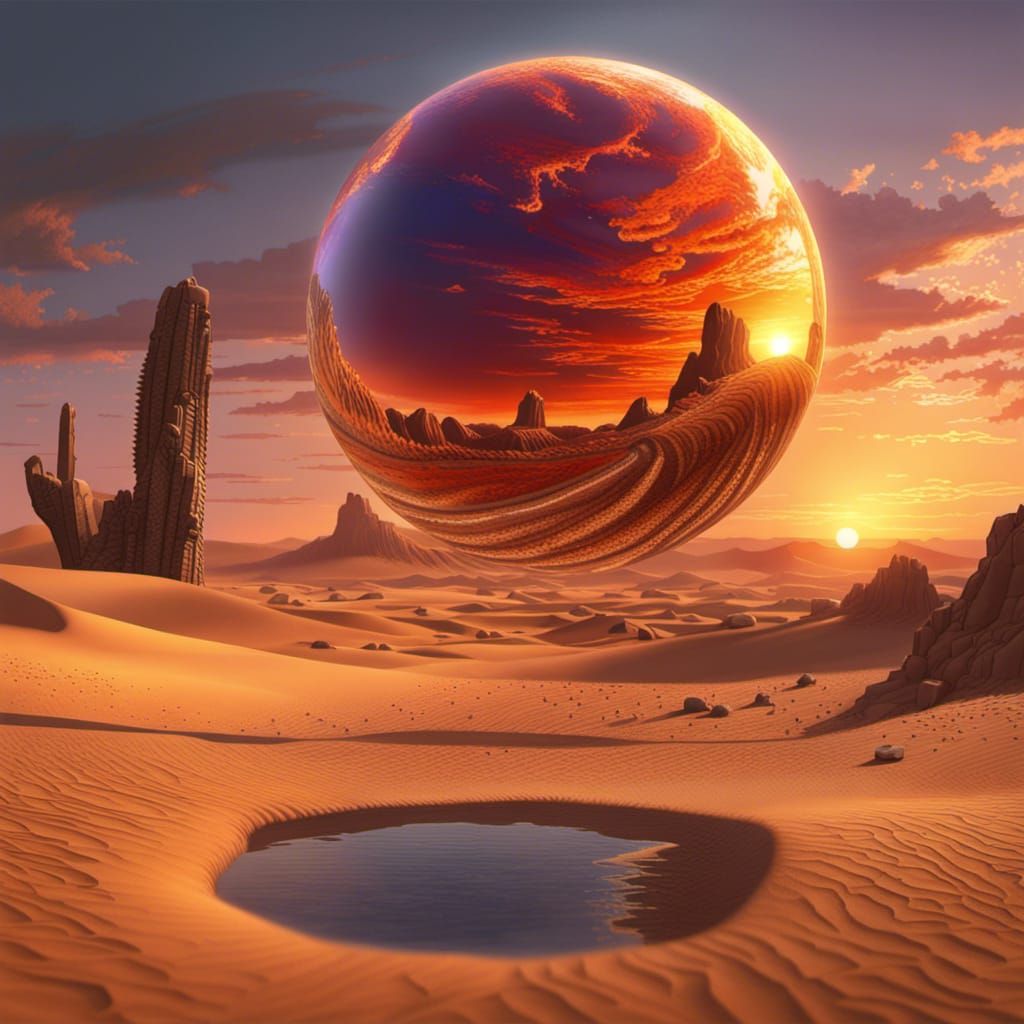 Desert Sunset Orb - AI Generated Artwork - NightCafe Creator