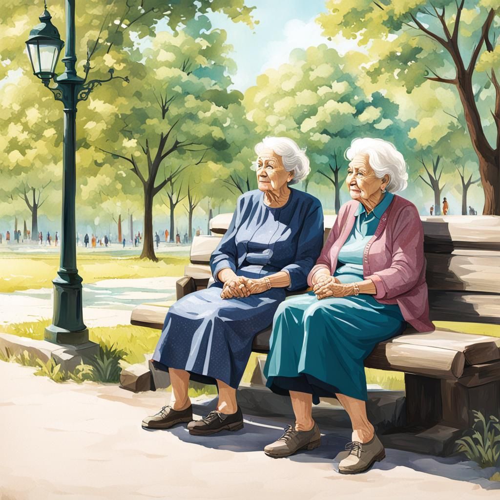 Elderly ladies in the park - AI Generated Artwork - NightCafe Creator