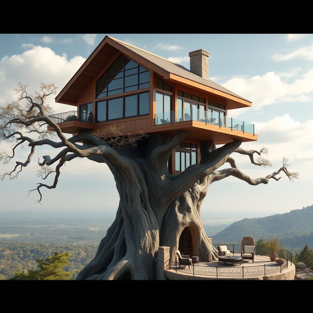 a luxury tree home with a view - Elegant Treehouse Mansion w...