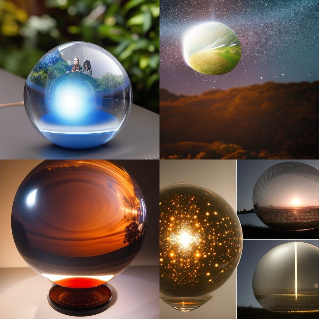 a large single spherical orb in suspended animation containing a clear ...