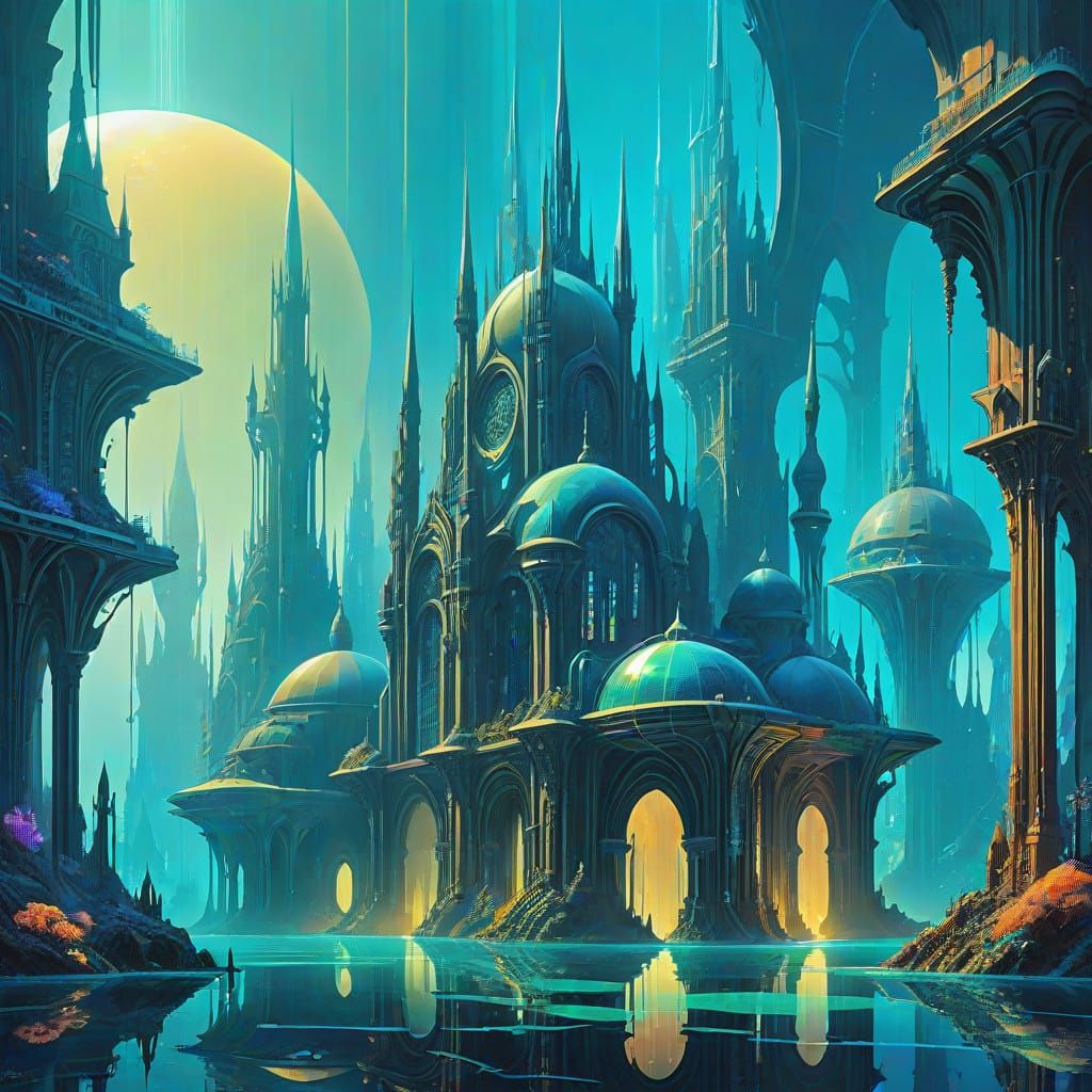 Atlantis AI - Ethereal Underwater Metropolis in Dreamlike At...