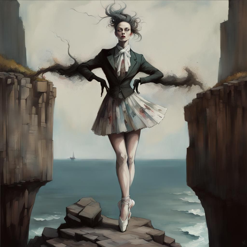 Full body portrait : stunning eccentric woman standing in a ballet pose ...