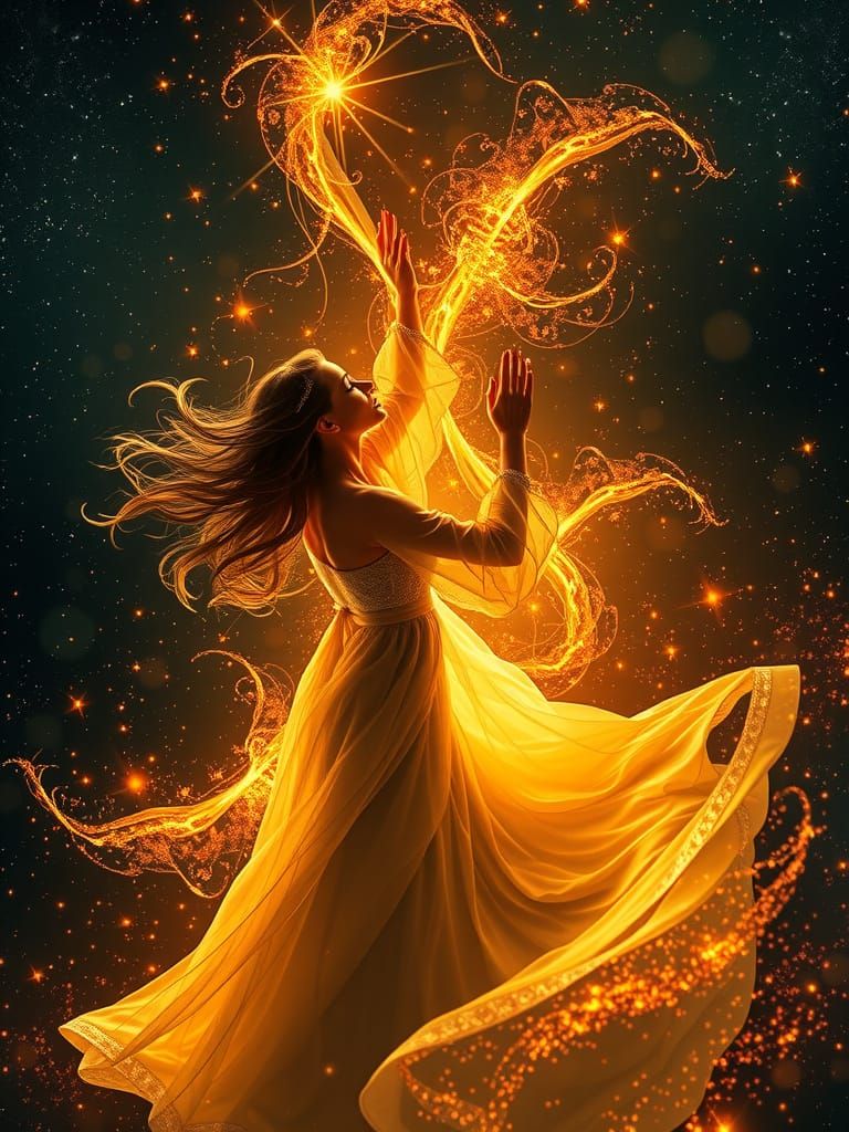 Celestial Dancer Ignites Nightly Rhythms in Ethere... - AI Art