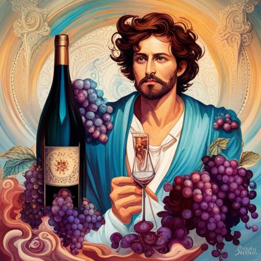 Dionysus, ancient Greek god, handsome, effete young man, splash, stain ...