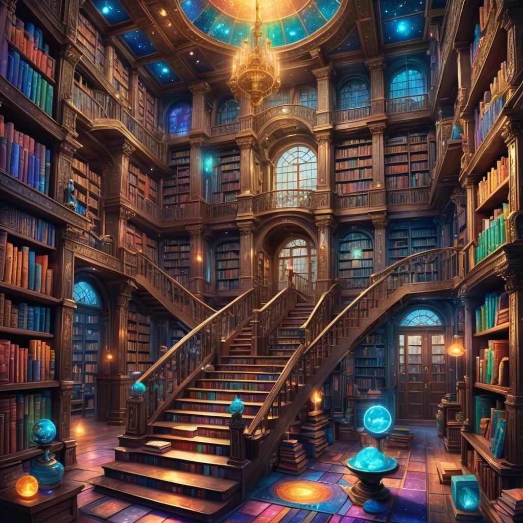 Magical Library - AI Generated Artwork - NightCafe Creator