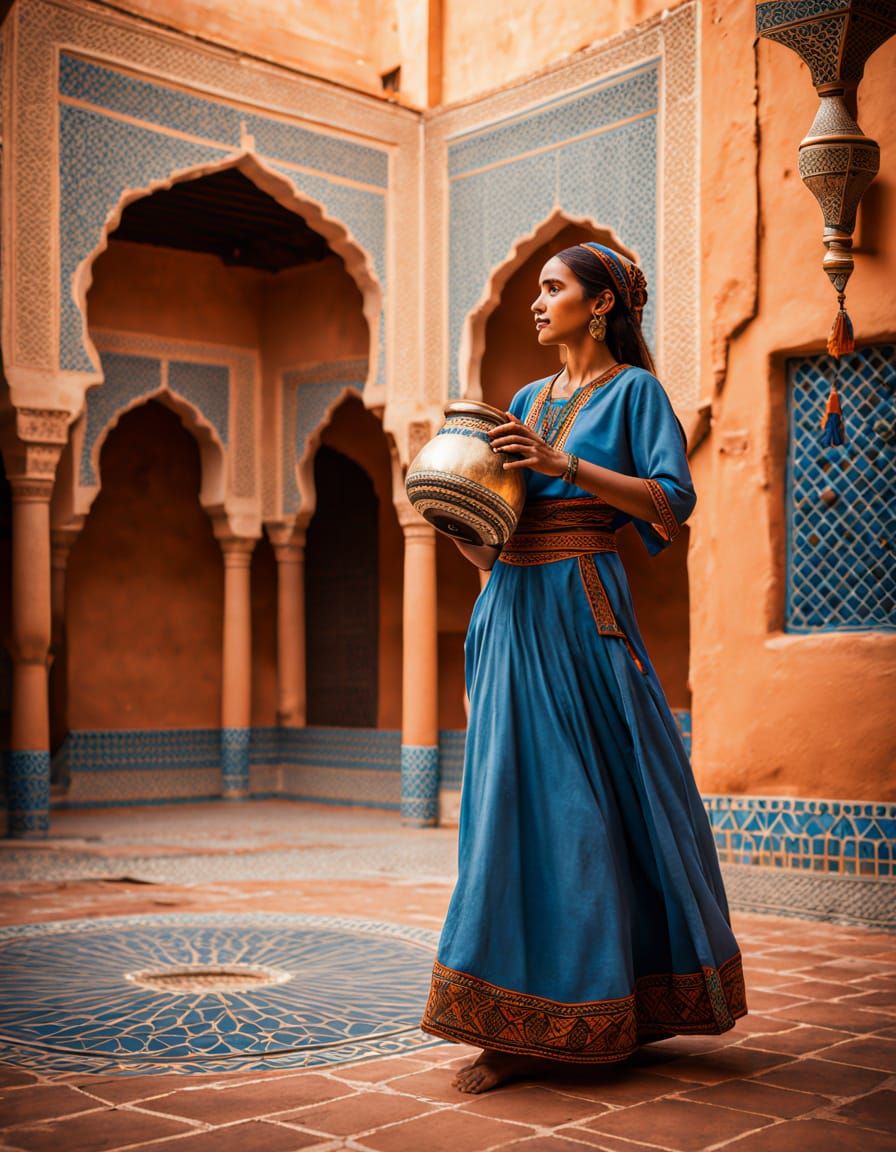 A Female Dancer's Golden Moment in Traditional Mor... - AI Art