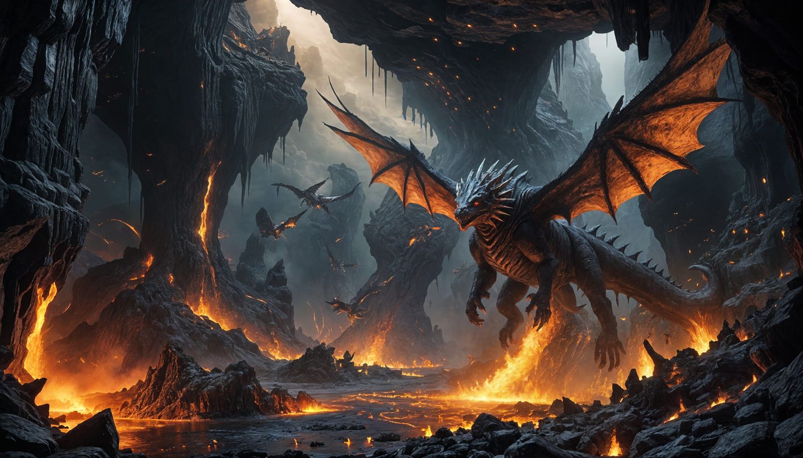 Epic Underworld Base in a World of Lava and Fiery ... - AI Art