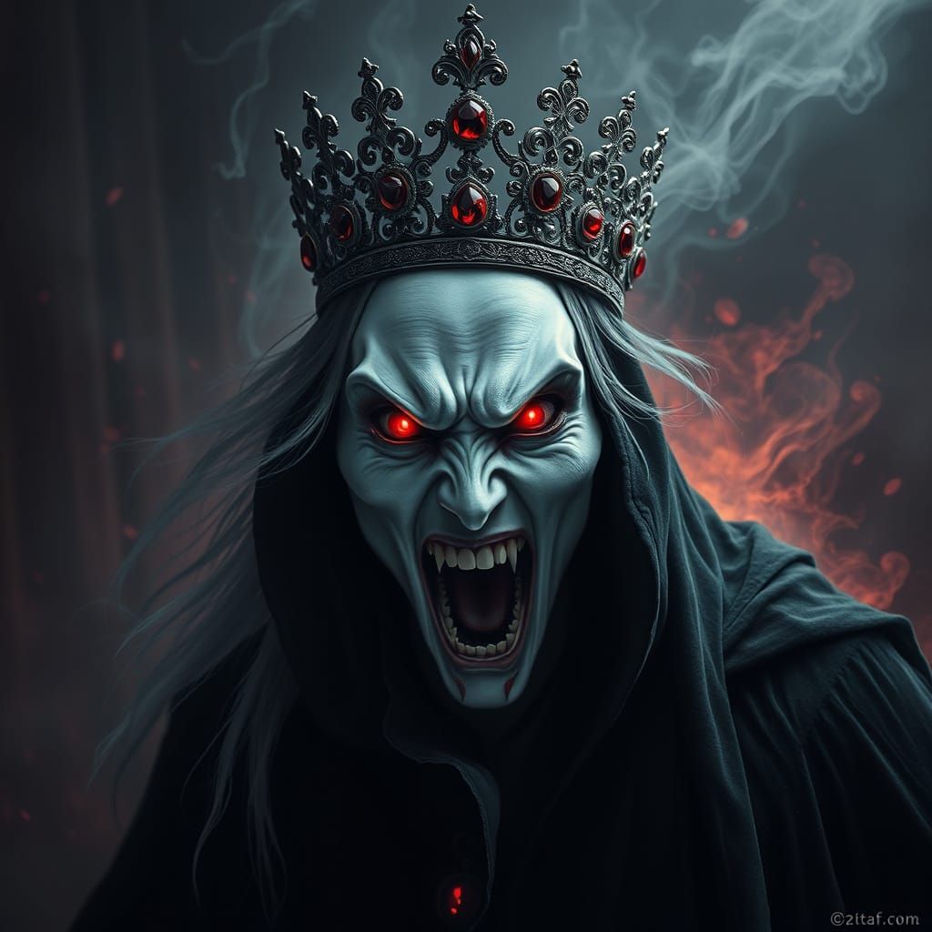 Vampire Queen in Rage with Twisted Crown - AI Art