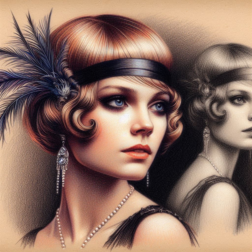 Flapper girl - coloured pencil sketch - AI Generated Artwork ...