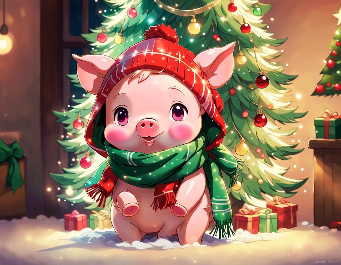 Christmas Piglet 1 - AI Generated Artwork - NightCafe Creator
