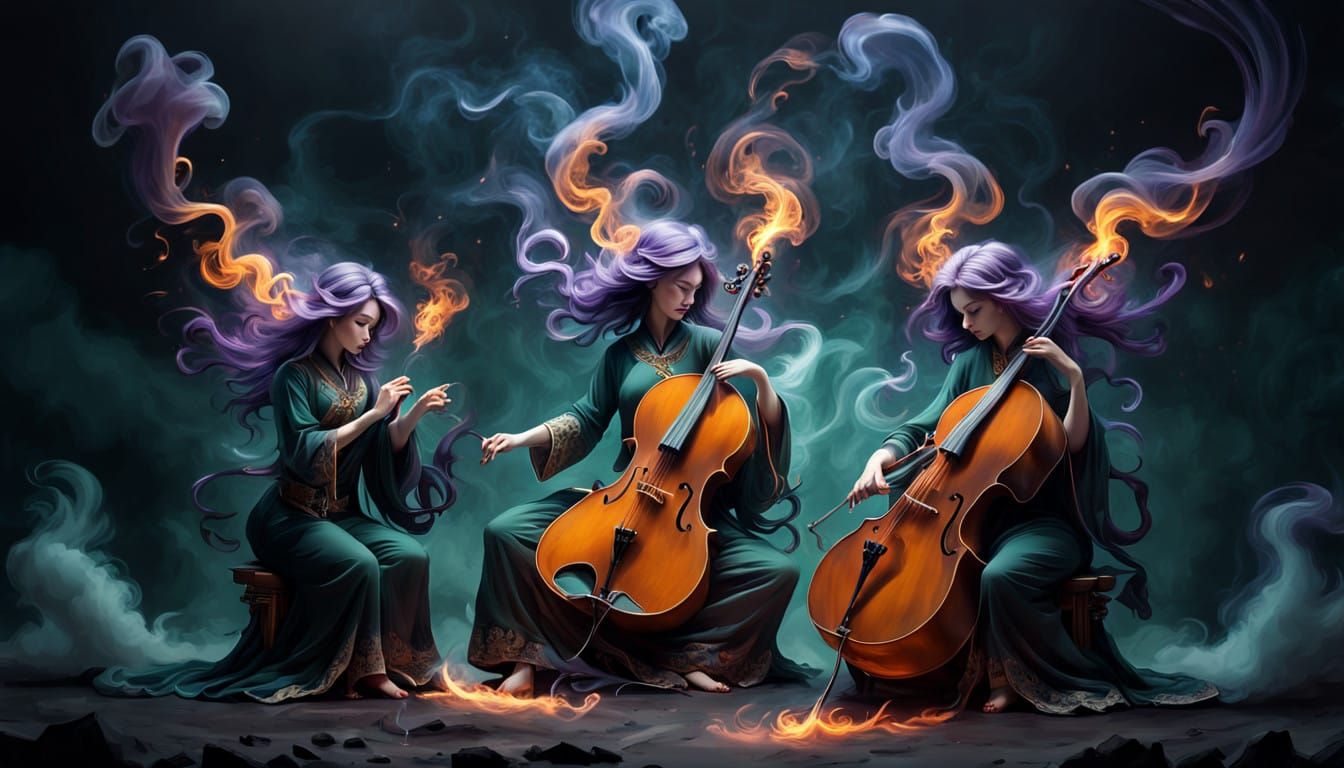 Ethereal Smoke Yin-Yang Dances in Vibrant Hues - AI Art