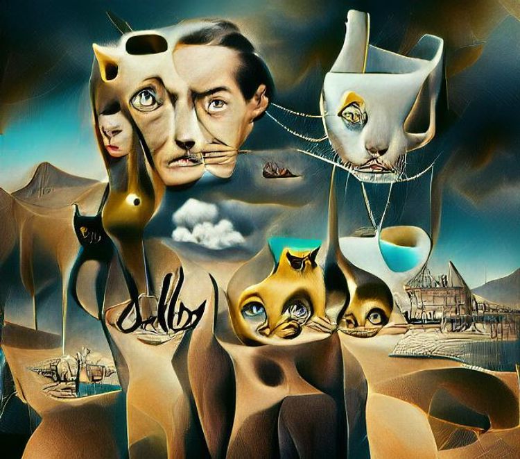 Cat family by Salvador Dali surrealism digital illustration trending on ...
