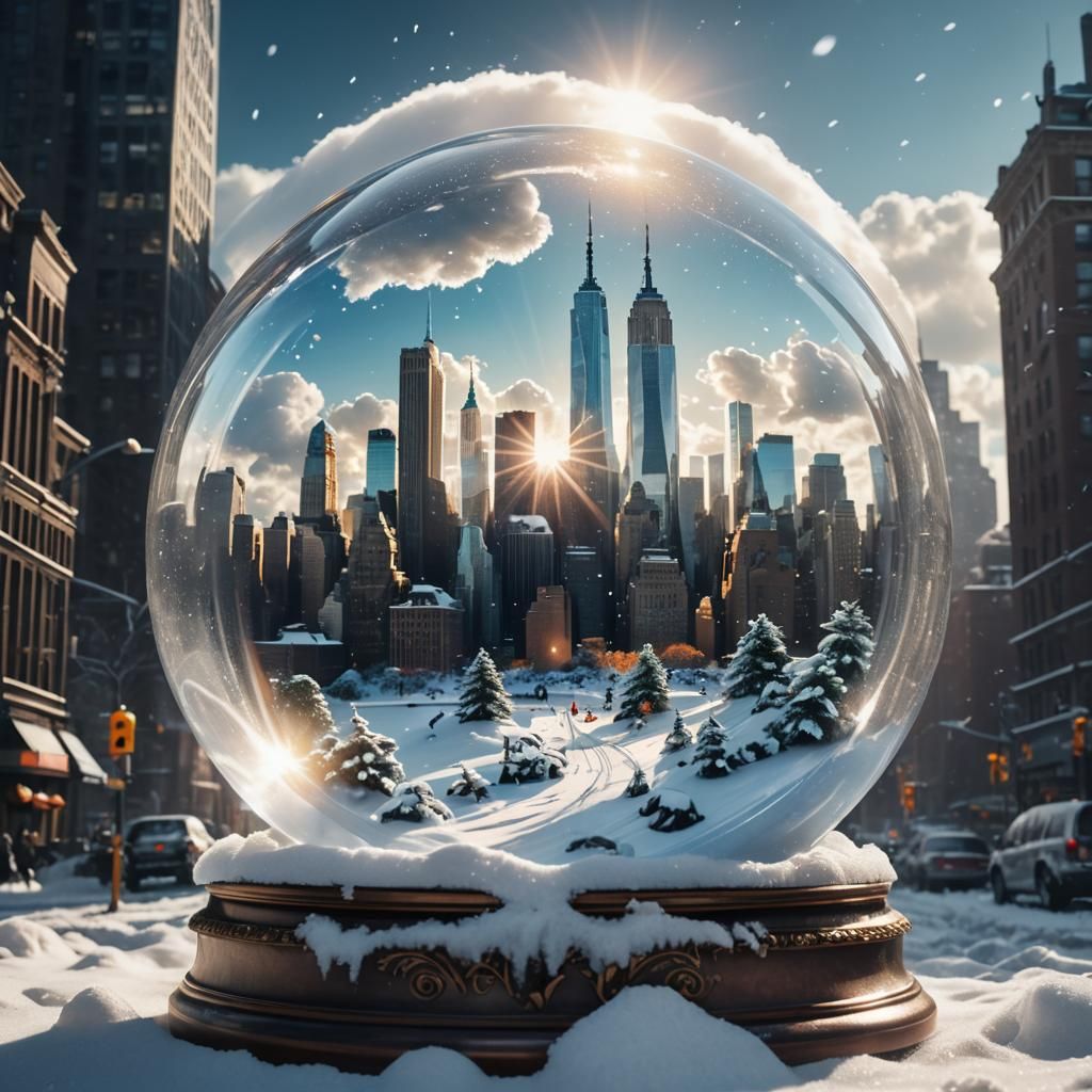 a winter in New York City in Snow Globe - AI Generated Artwork ...