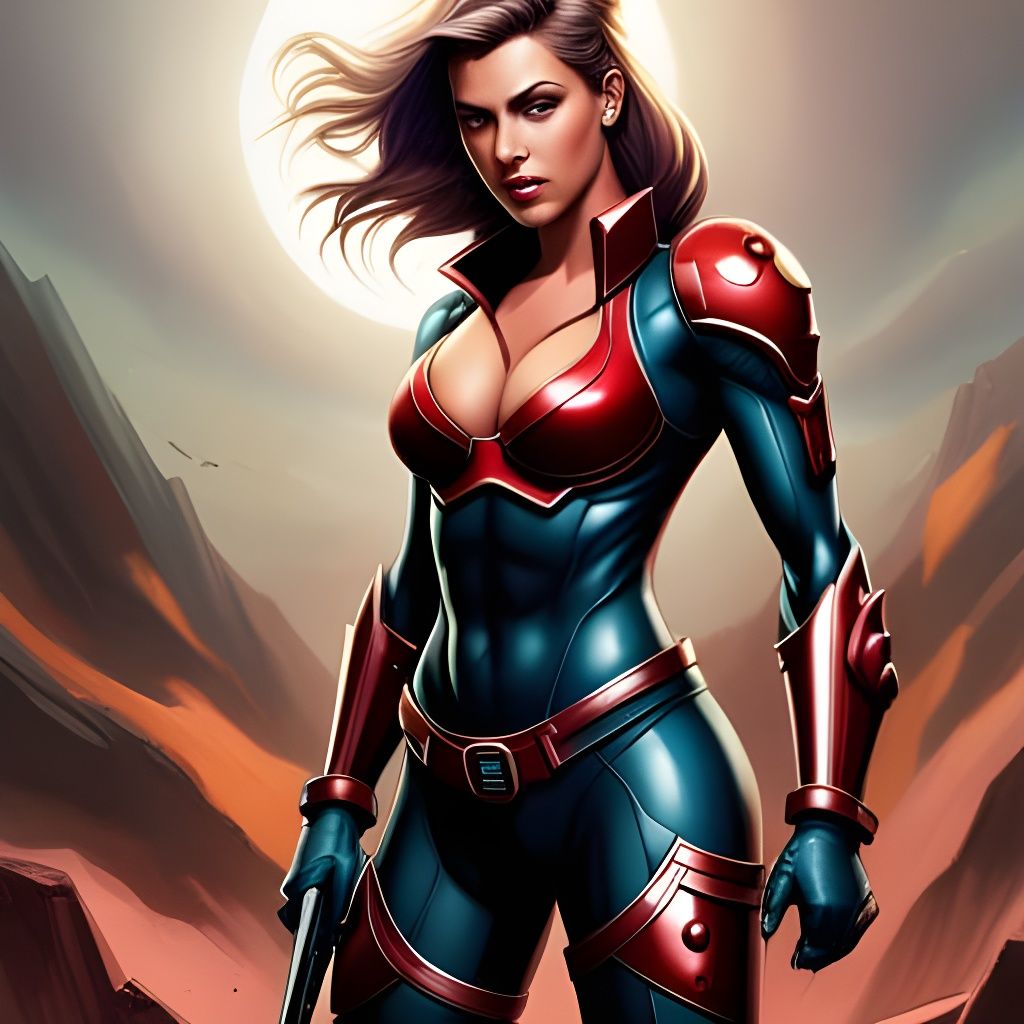 Beautiful woman, armor ripped apart, captured, muscular, a masterpiece, 8k resolution, dark ...