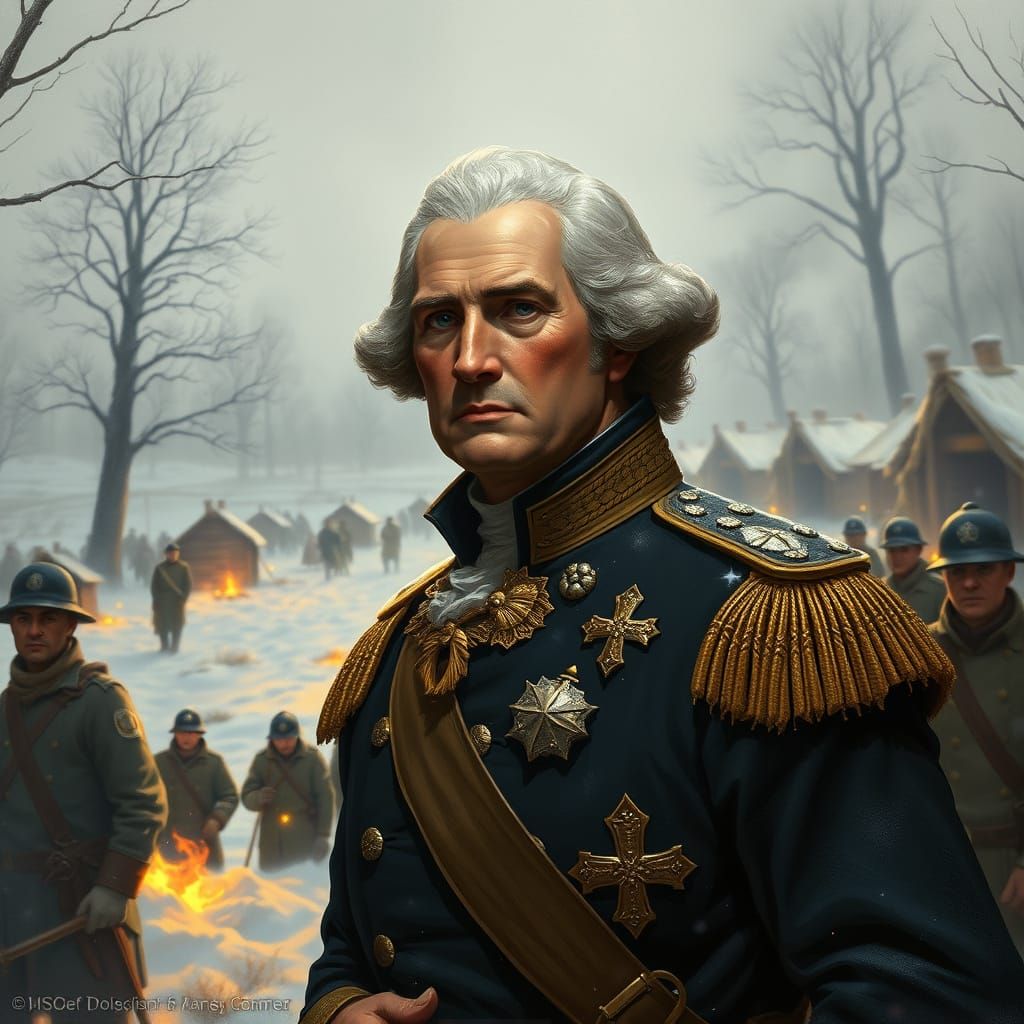 Resolute General Washington at Valley Forge in His... - AI Art