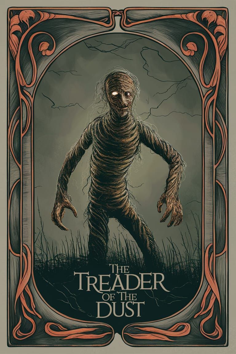 movie poster for a weird folk horror 80s vibe, grey-greenish hues ...