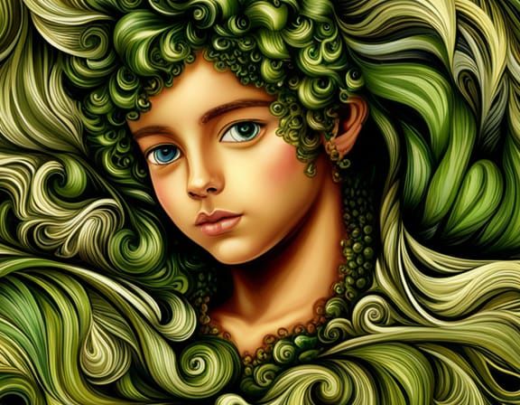 Big lush greenery and tangled grape vines covering adorable muscular ...