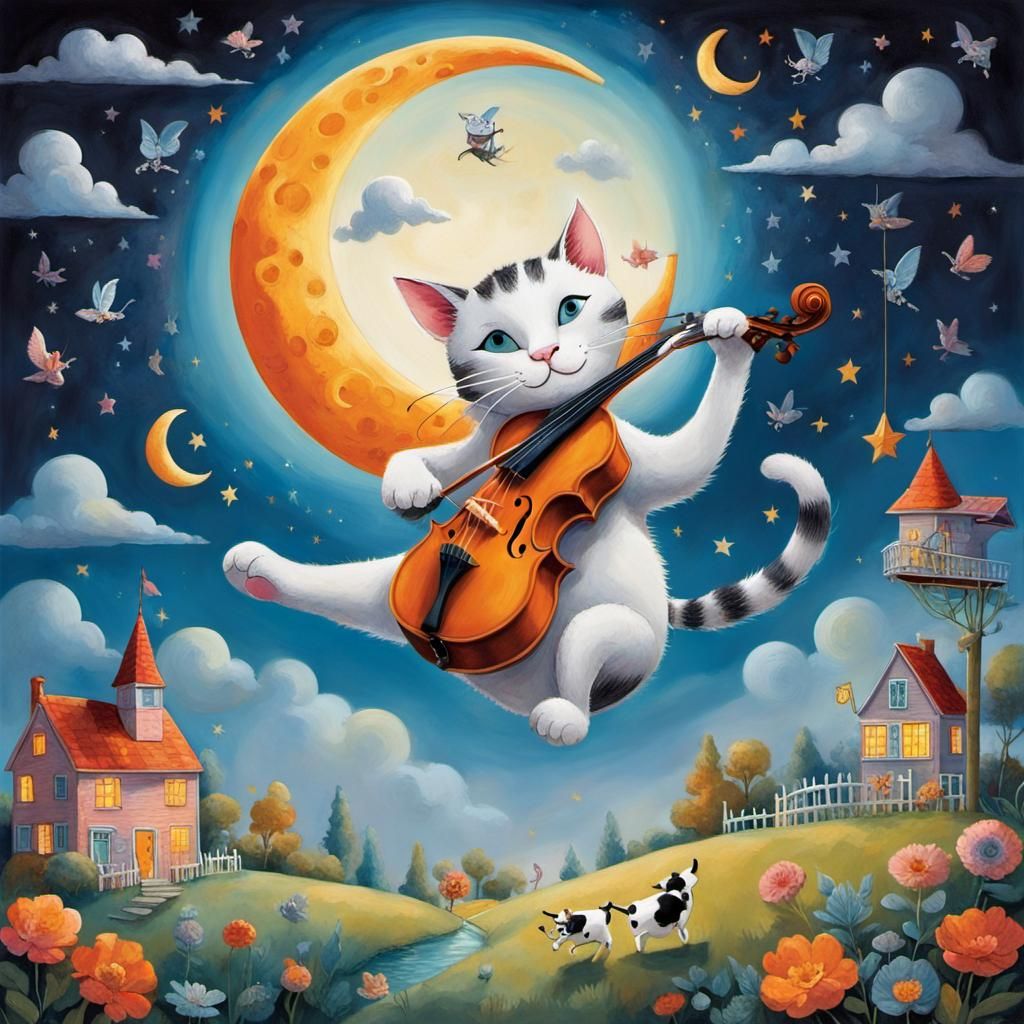 "Hey Diddle Diddle, the Cat and the Fiddle" - Painterly Symphony: - AI ...