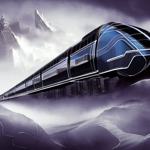 futuristic silver train - AI Generated Artwork - NightCafe Creator