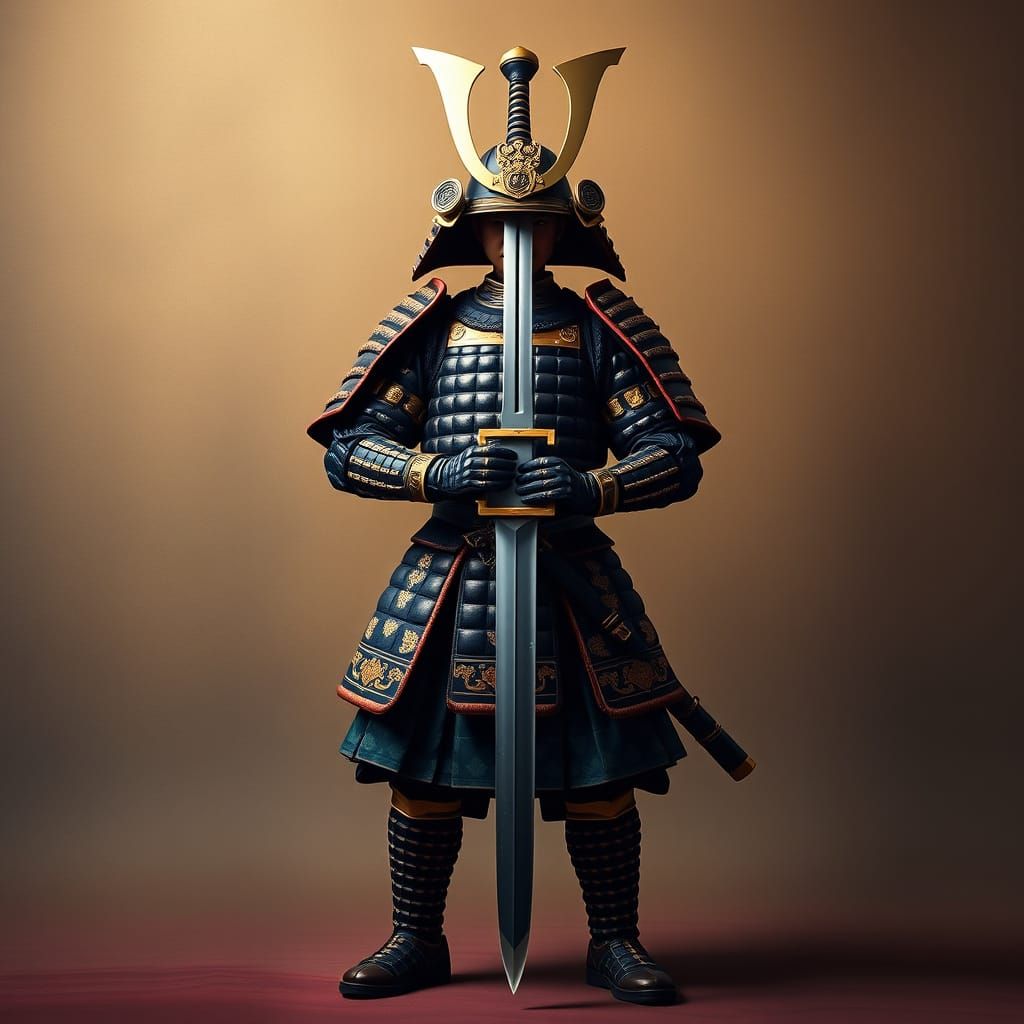 Formal Samurai Warrior in Traditional Armor with K... - AI Art