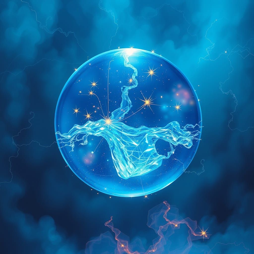 big water boll with sparks - Crystal Water Orb Radiates Elec...