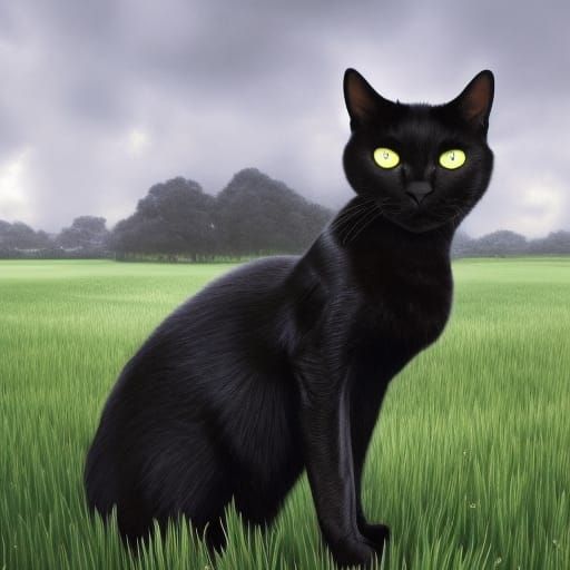 hyperdetailed and visuality stunning picture of a black cat wearing a ...
