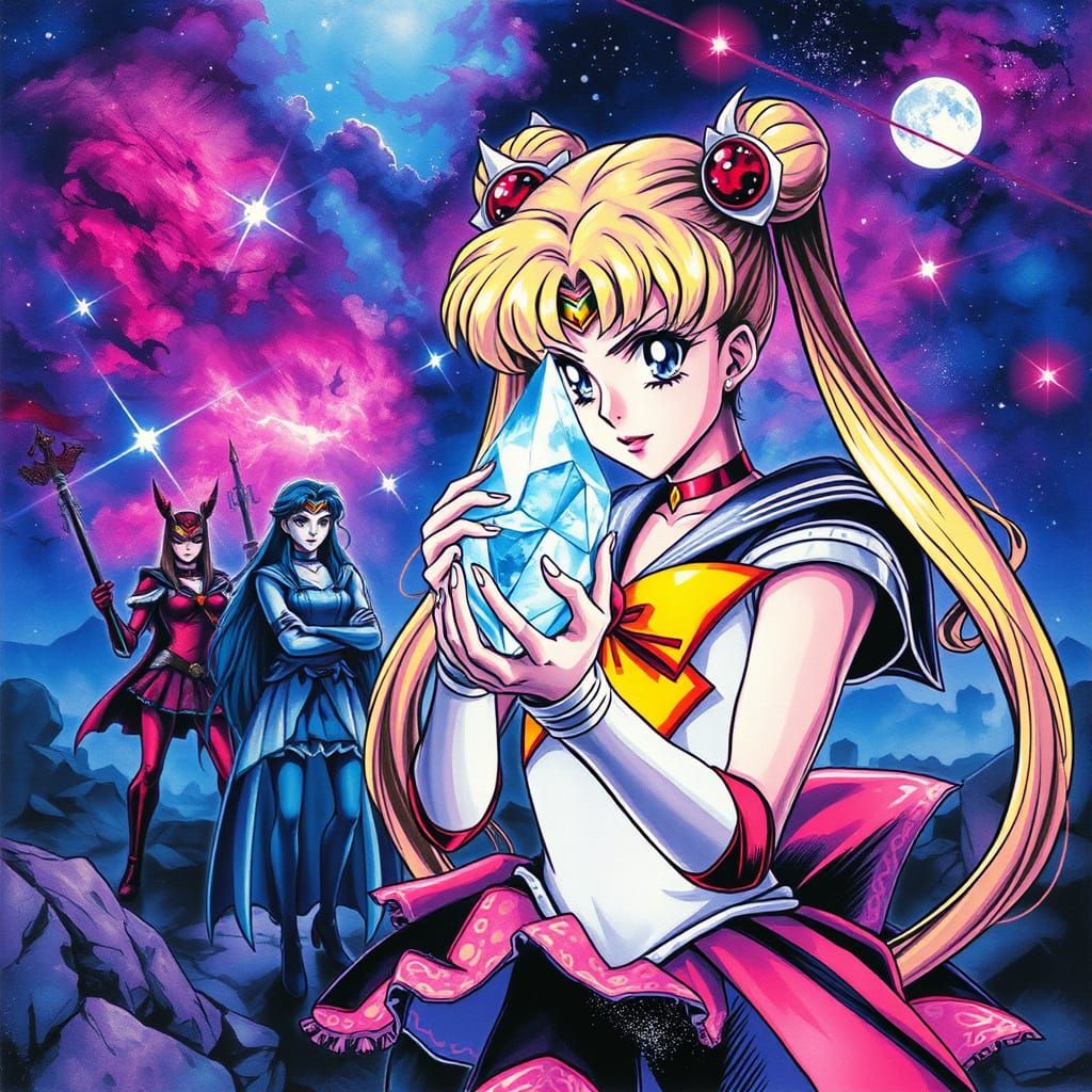 Sailor Moon protects the Legendary Silver Crystal from her foes. The ...