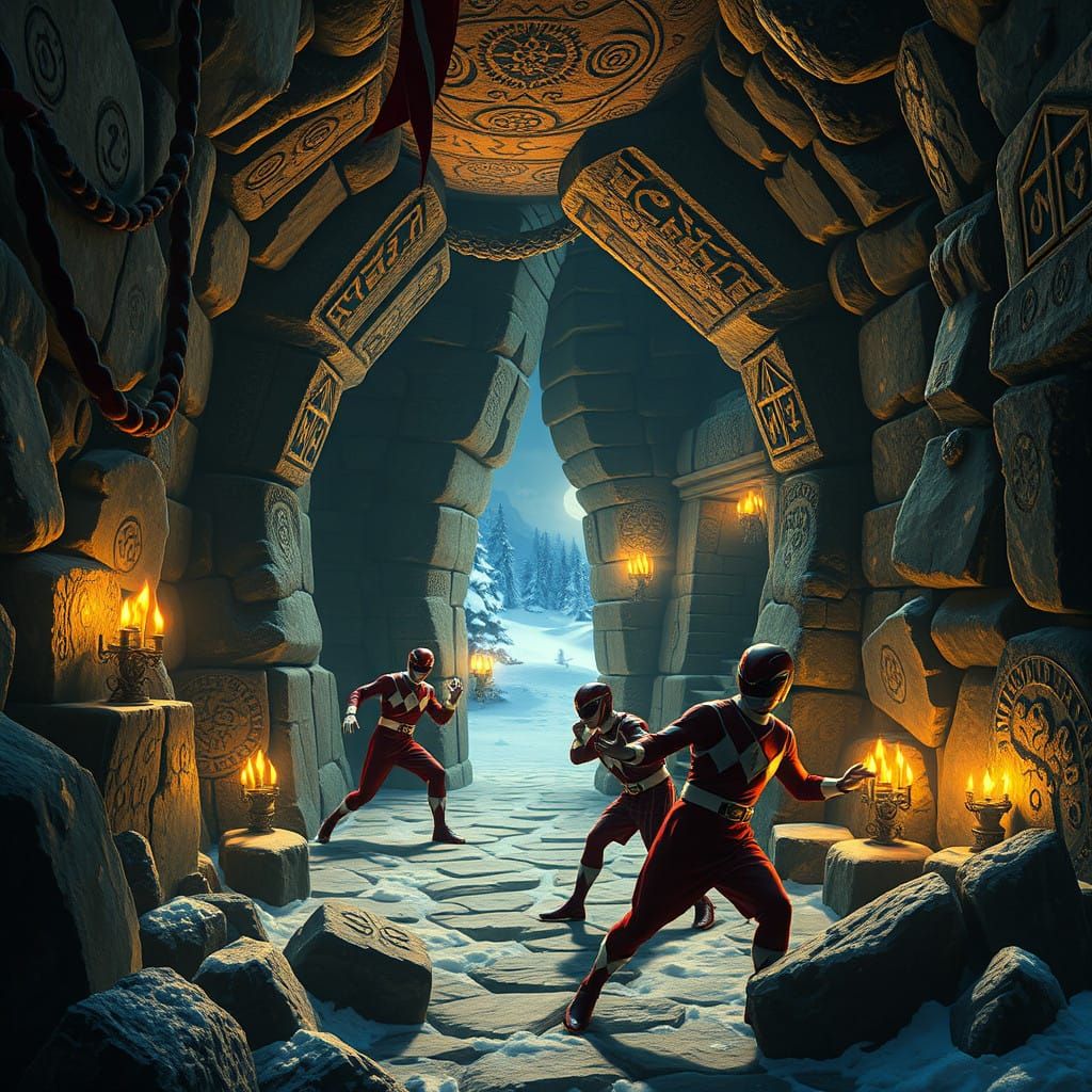 Trapped Power Rangers Face Crushing Doom on Christ... - AI Art