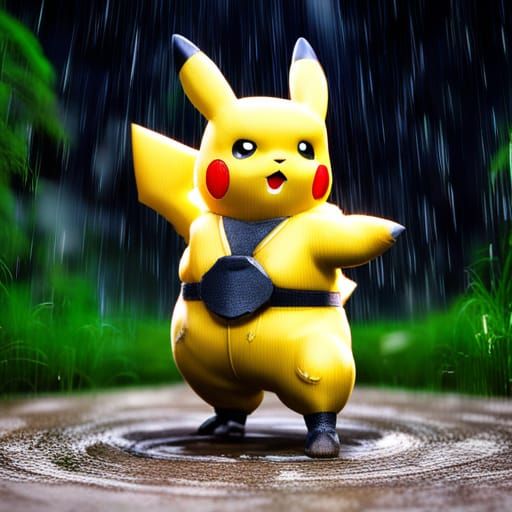 pikachu wearing electric samurai armor with sword on the back, full ...