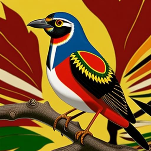 Aboriginal bird art. sharp, focused, vibrant, colorful, clear image ...