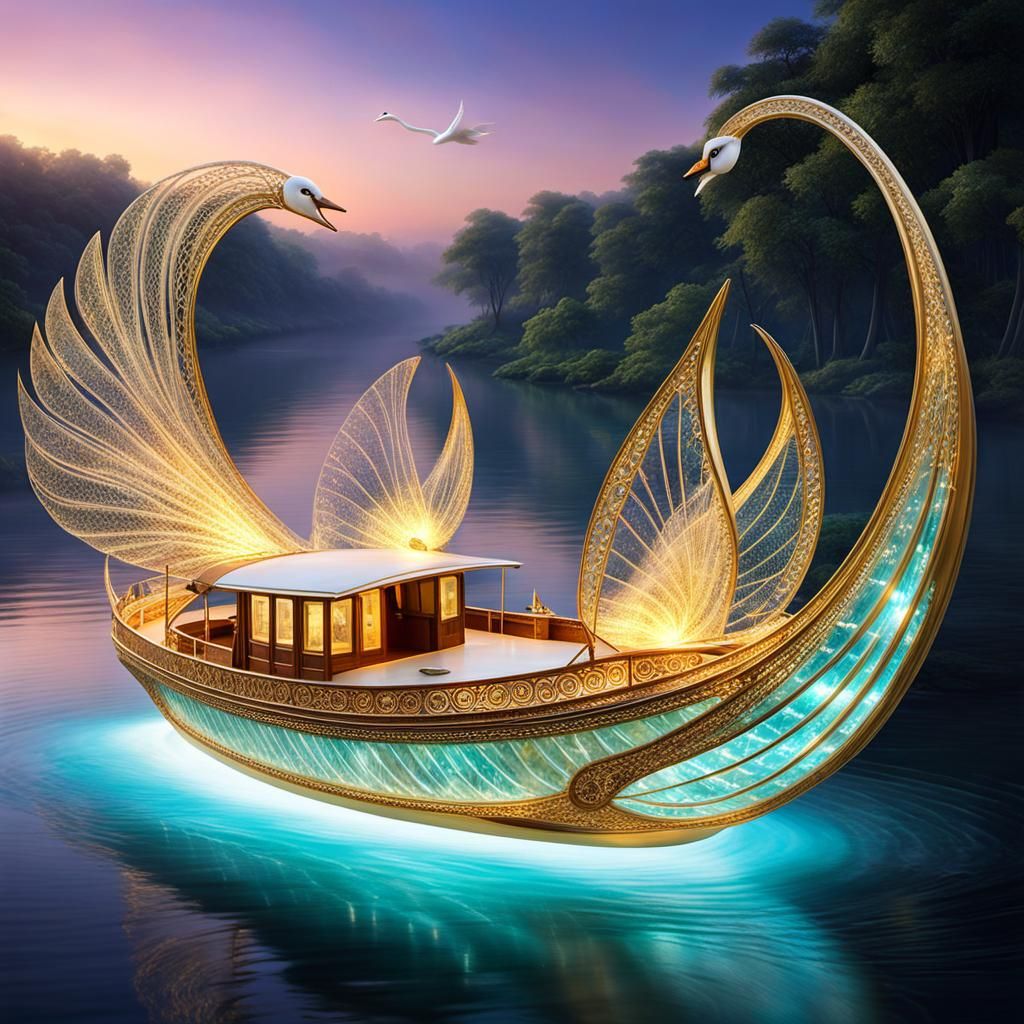 The Levitating Swan Boat - Daily challenge #614 - NightCafe Creator