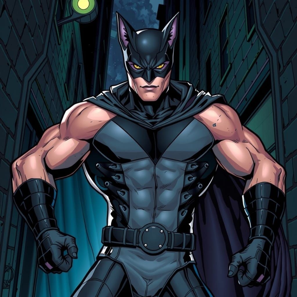 Heroic Siamese Superhero in Action - AI Art