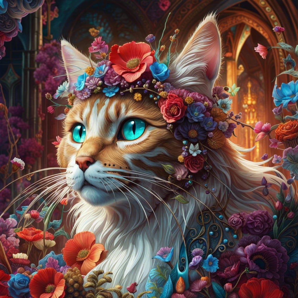 Feline Flower Mage 4 - AI Generated Artwork - NightCafe Creator