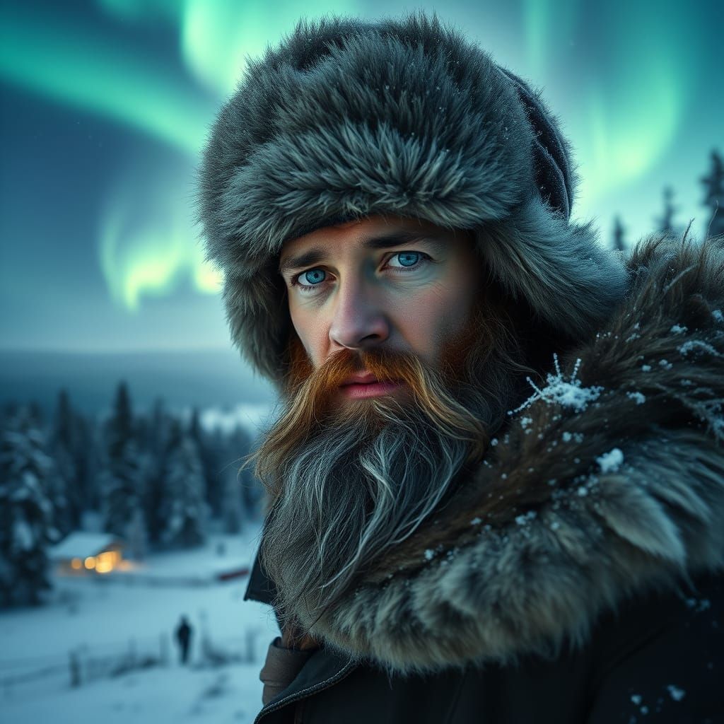 Stoic Wilderness Guardian in Frost-Encrusted Regal... - AI Art