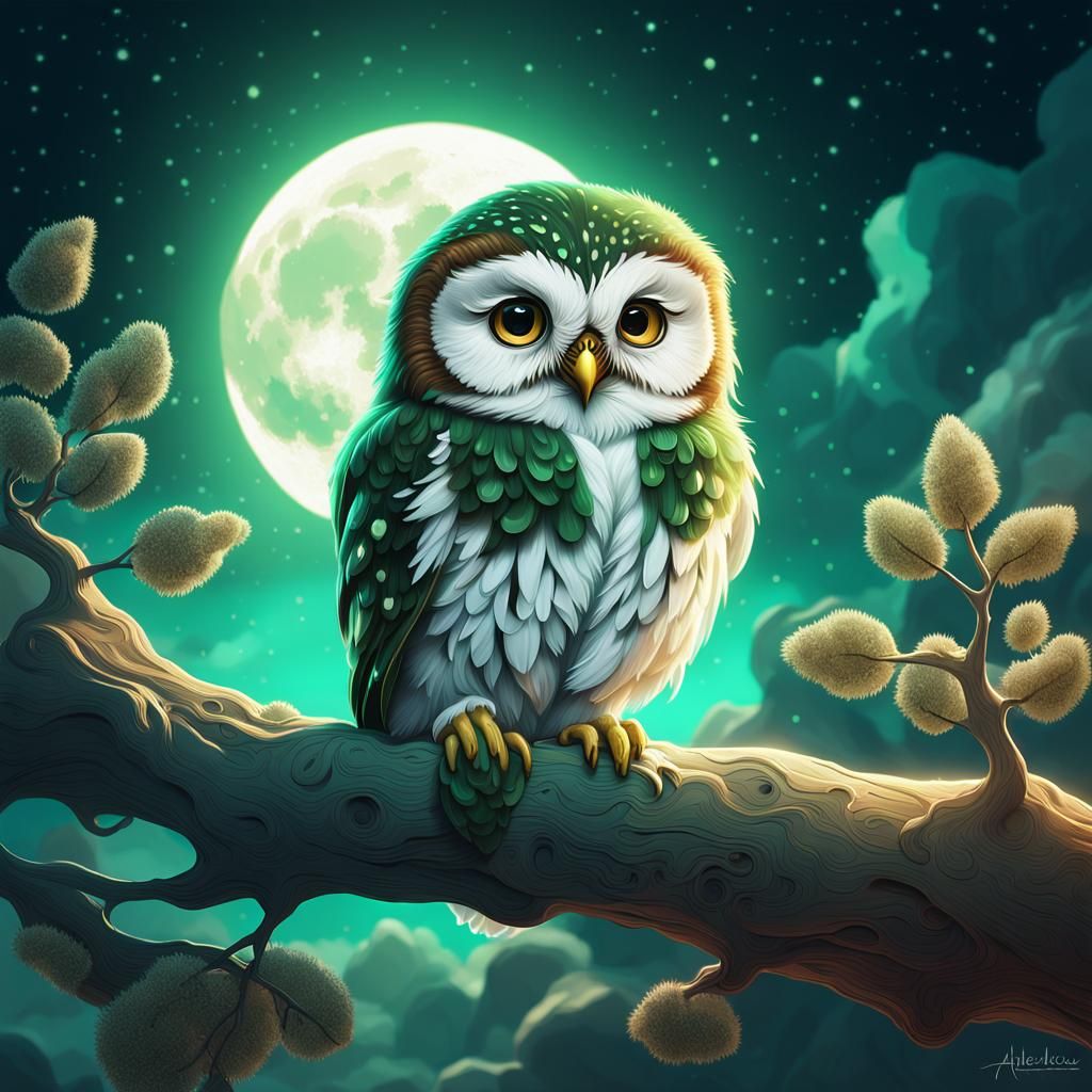 Green owl - AI Generated Artwork - NightCafe Creator