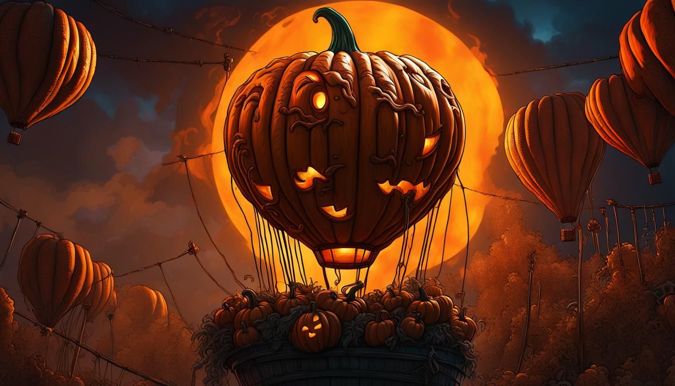 Halloween Pumpkin Hot Air Balloon Festival - AI Generated Artwork ...