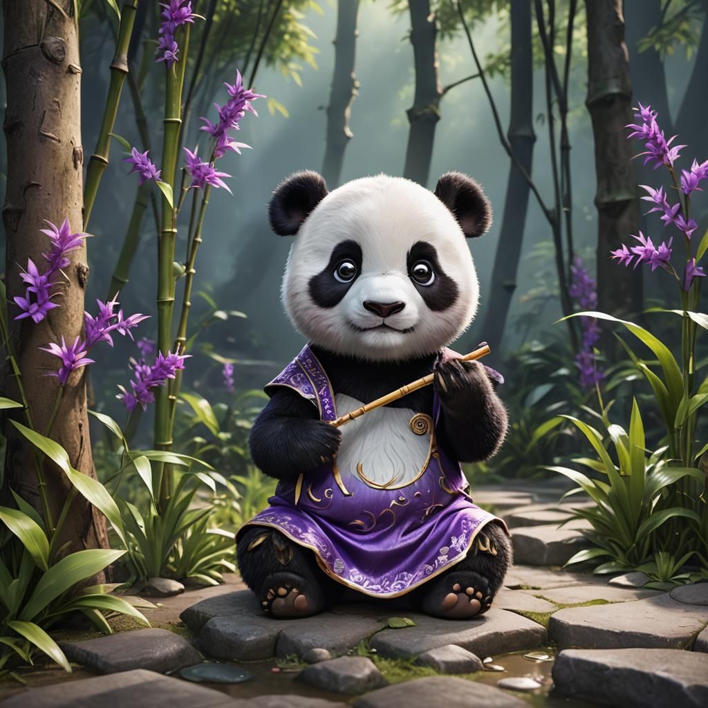 Panda with sticks - AI Generated Artwork - NightCafe Creator